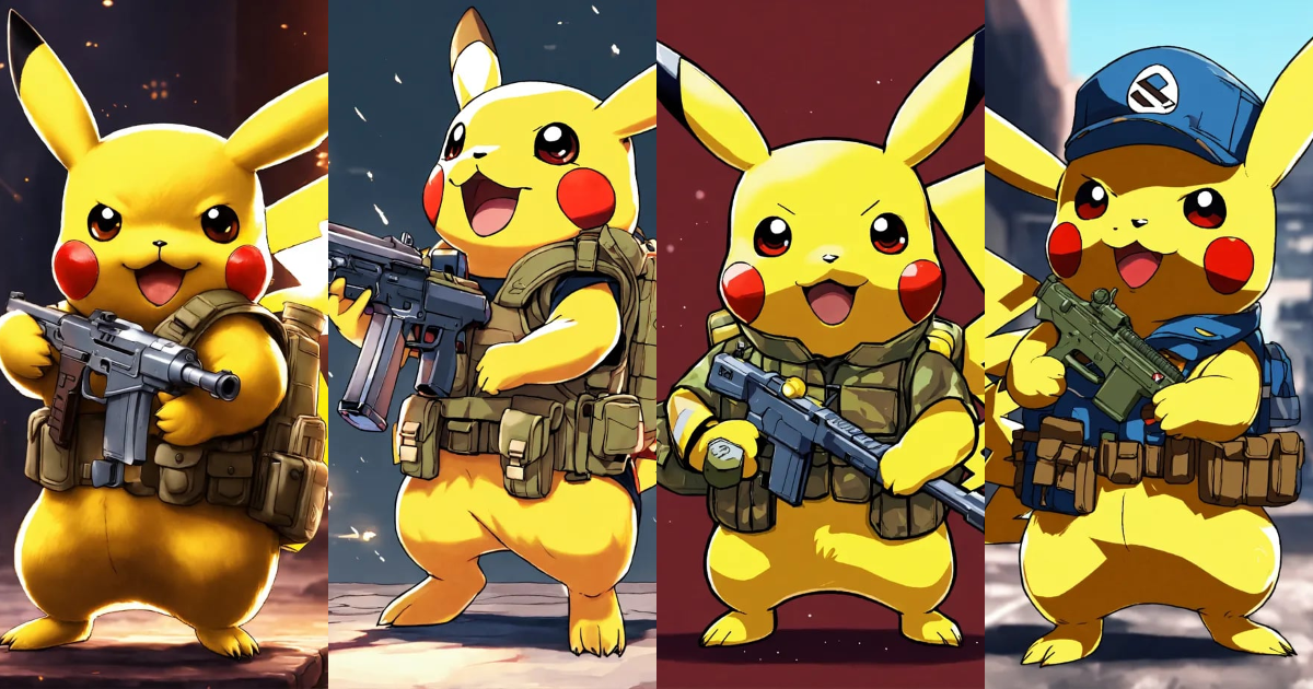 Lexica - PIKACHU LIKE SOLDIER WITH LIGHT GUN