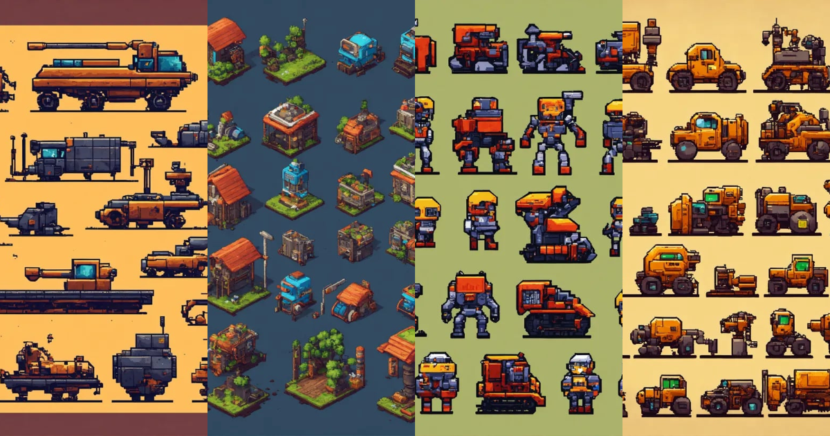 Lexica - Simple pixel sprite image concepts of ai machinery scrap pieces