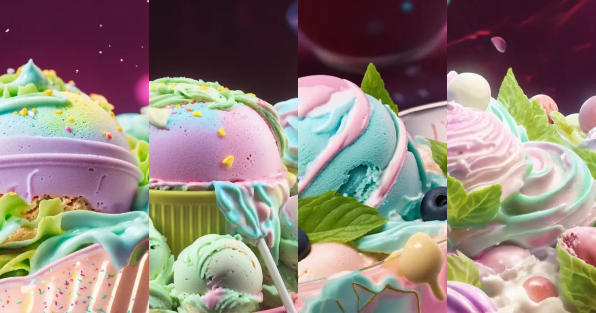 Lexica - Futuristic inspired magical ice cream treat in vaporwave style ...