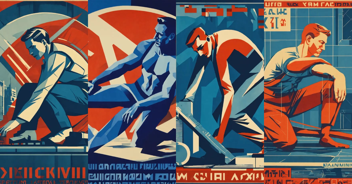 Lexica - Brutal Soviet poster of constructivism, a man crawls on his ...