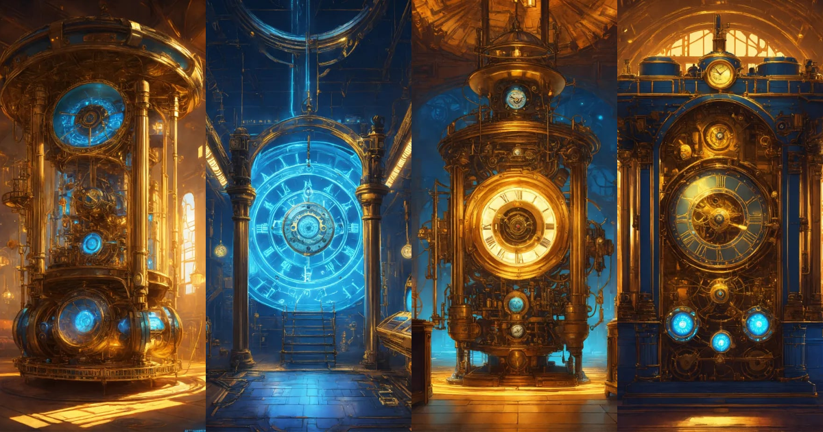 Lexica - Epic steam punk time machine, huge room, fantasy, blue rim ...