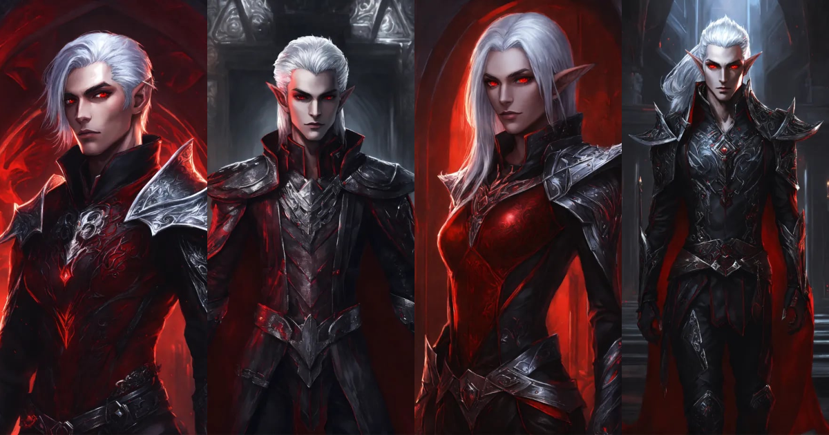Lexica - Drawing of a dark elf, royalty, sci fi, black and crimson ...