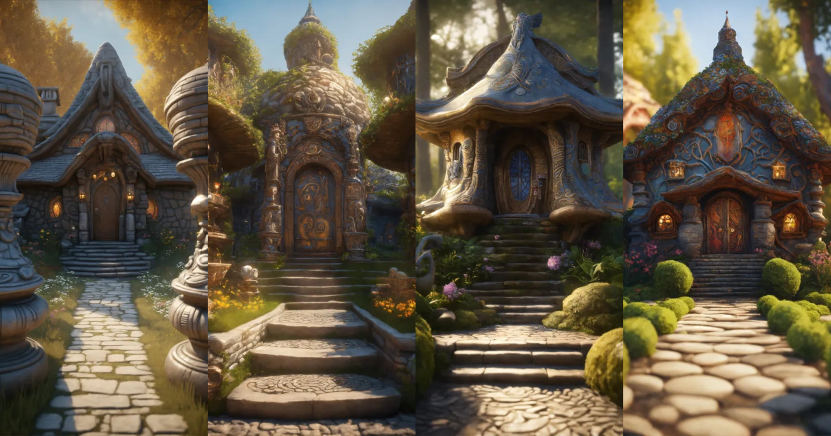 Lexica - A fairy tale cottage . Style of alex grey,giger.unreal engine ...