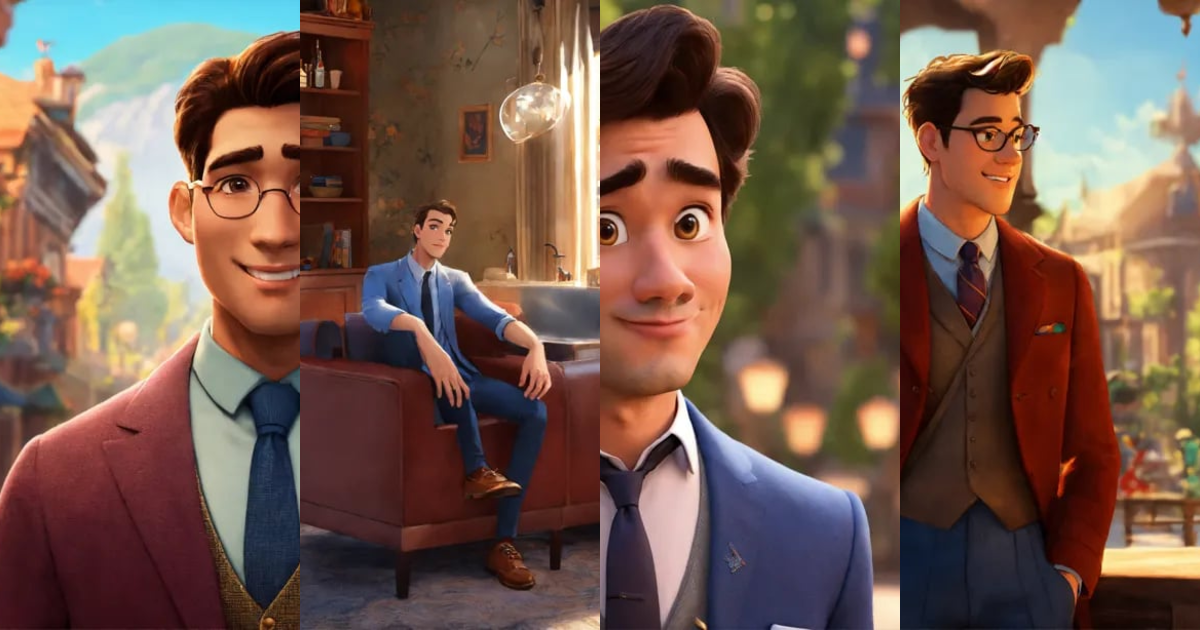 Lexica - Generate a Disney Pixar style image, modern gentleman man