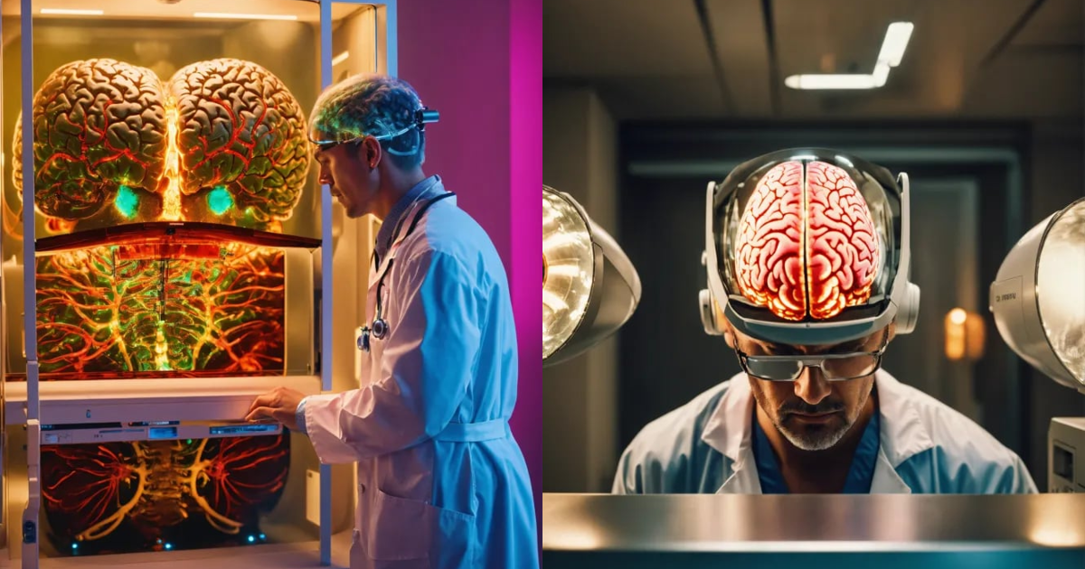 Lexica - A doctor looks at an MRI scan, He has a bionic brain instead ...