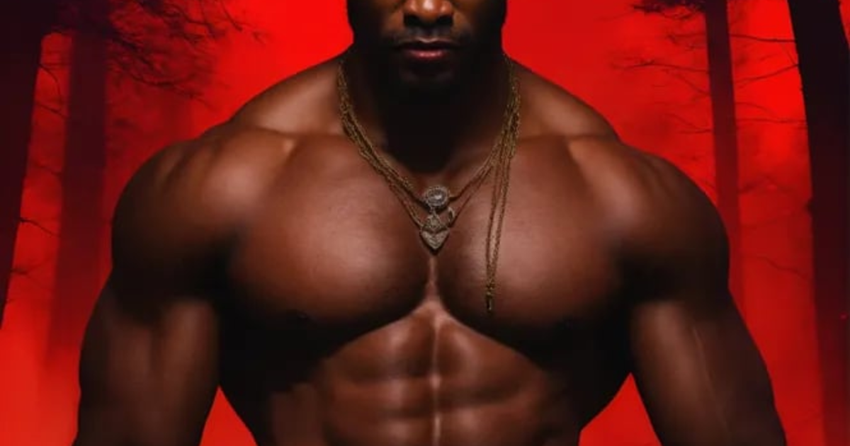 Lexica - Handsome, Black man, werewolf eyes, red, canines