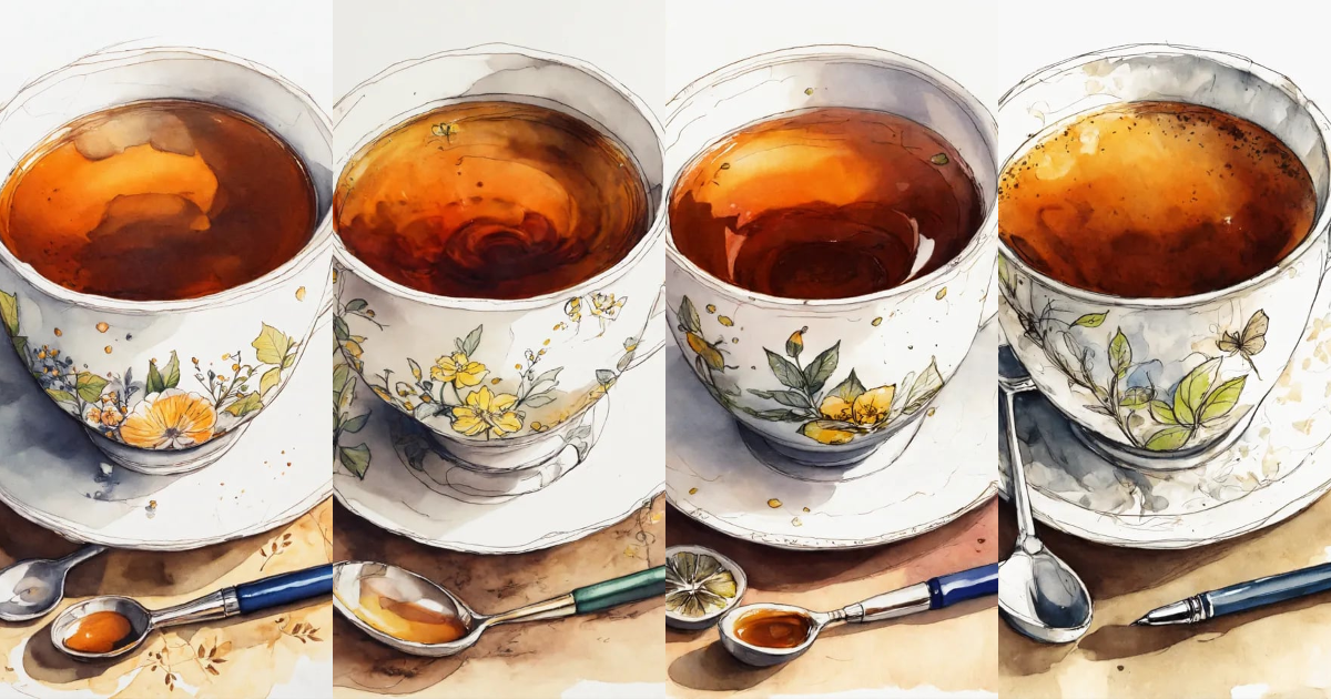 Lexica - A mug of tea, simplistic, white background, illustration, pen ...