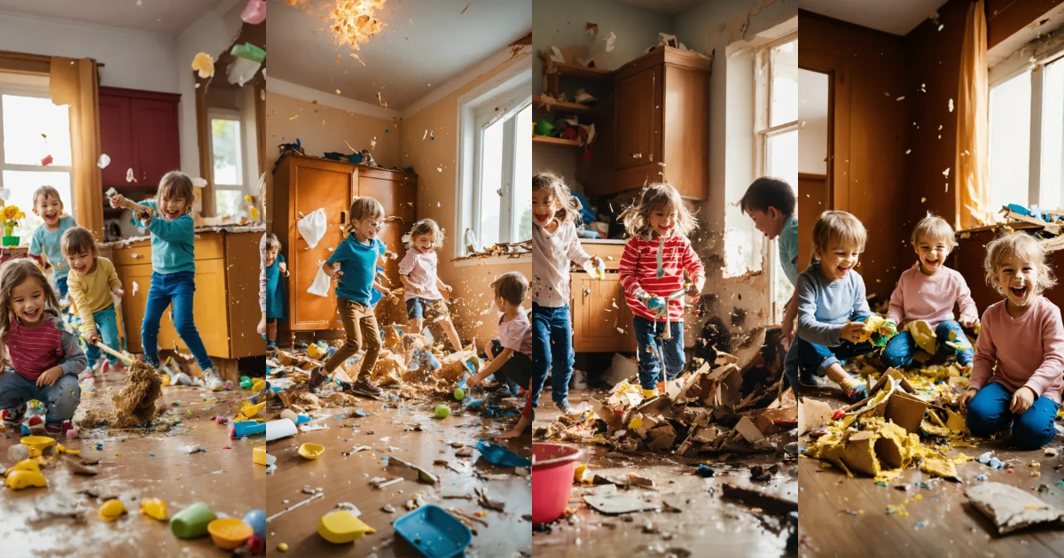 Lexica - Six cheerful and active children make a mess and destroy their ...