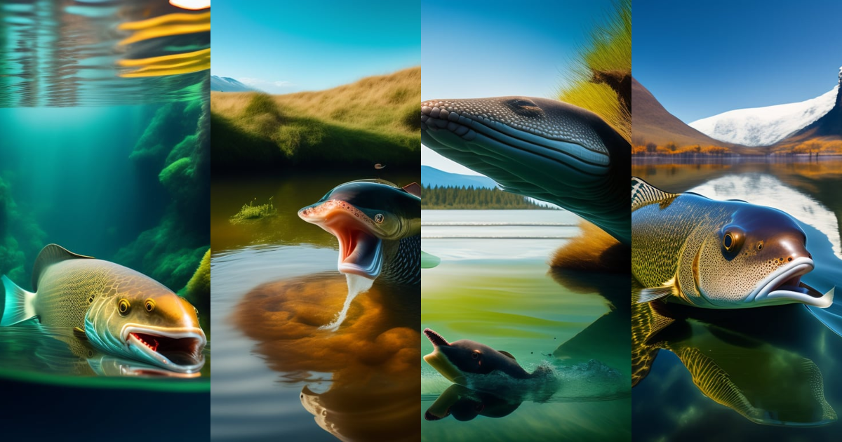 Lexica - Anaconda in the water eating a fish