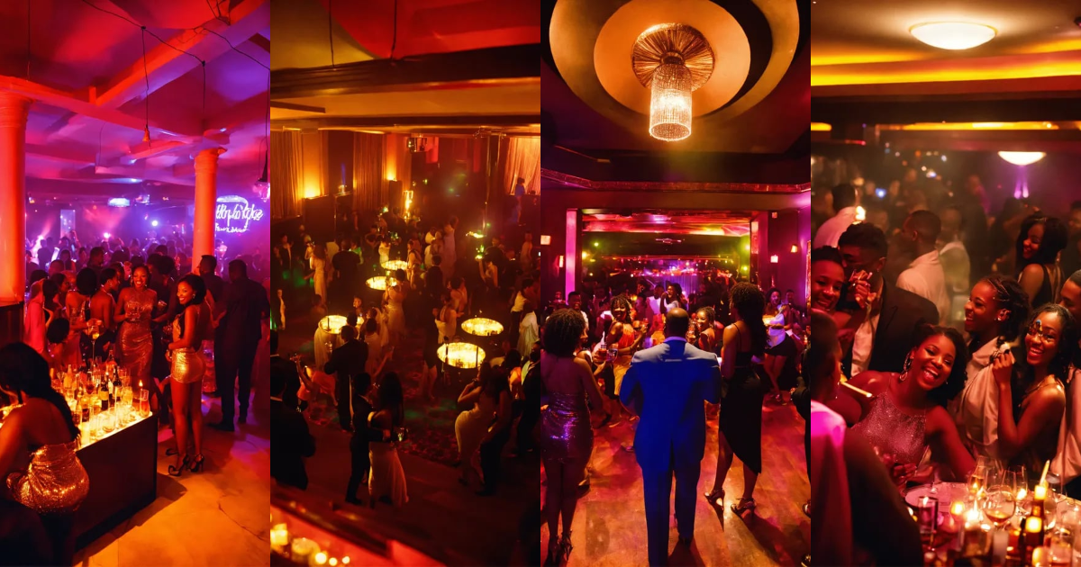 Lexica - A wide shot cape verdean people partying at an upscale nightclub