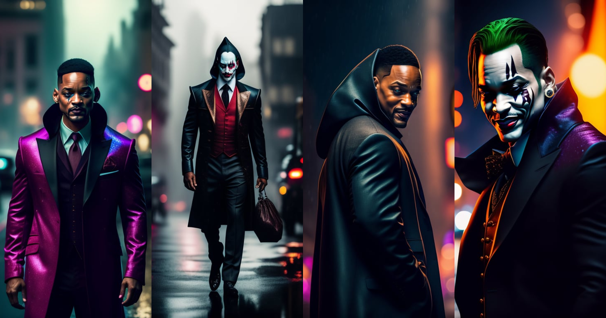 Lexica - Will smith as the joker wearing in black joker hood styled ...