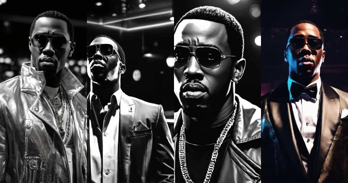Lexica - Sky view Pop art, hyperrealist portrait of black rapper "Diddy ...