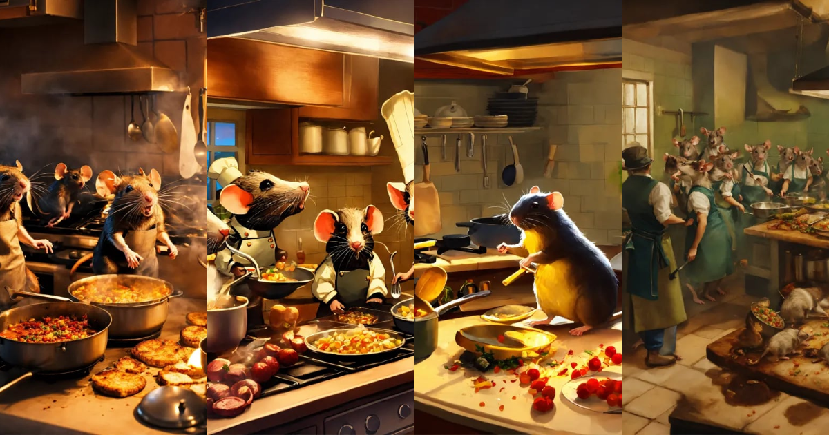 Lexica - A mob of rats cooking up a storm in the kitchen