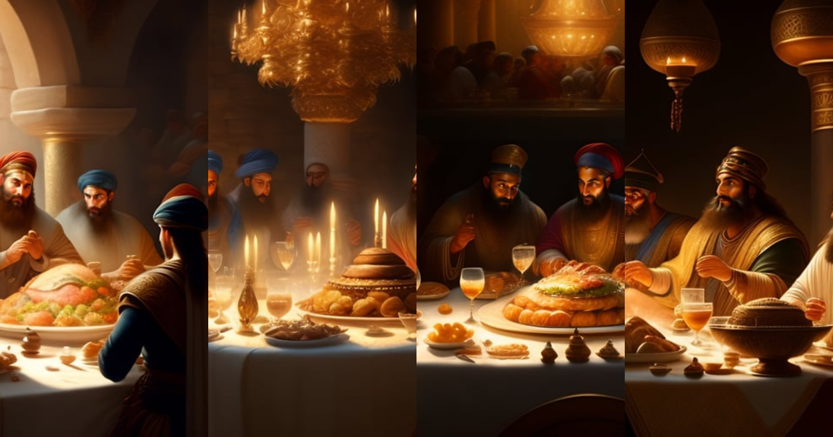 Lexica - A detailed painting a passover feast, 1st century jerusalem ...