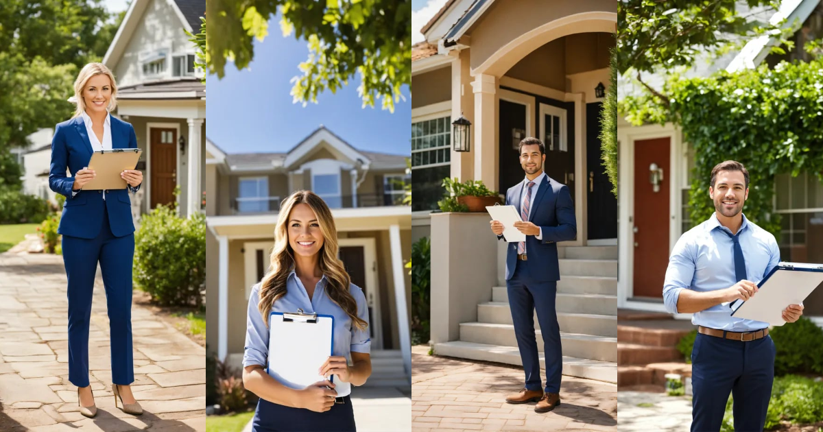 Lexica - Successful real estate agent standing in front of a house ...