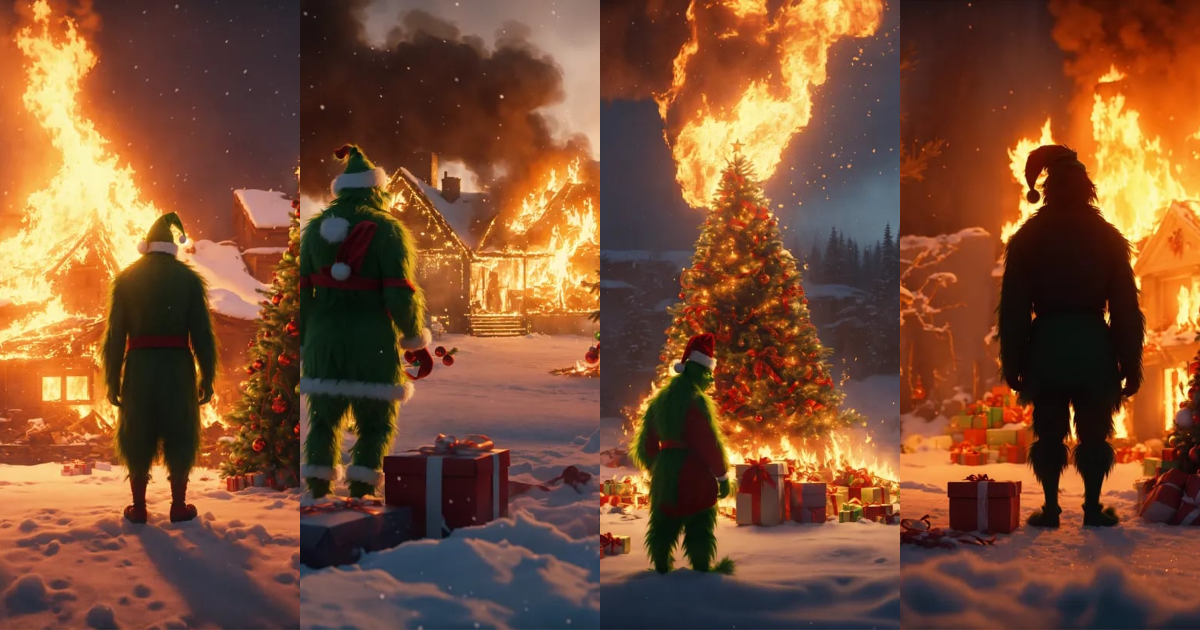 Lexica - A classical painting of the Grinch's silhouette standing in ...