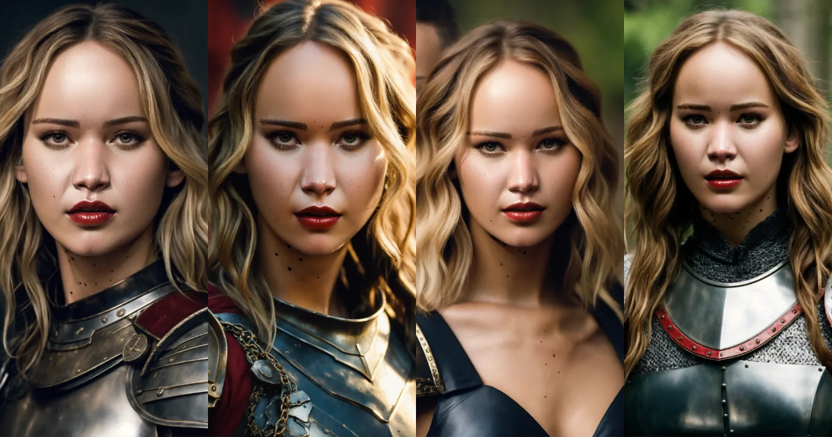 Lexica - Photo quality portrait of Jennifer Lawrence as a warrior ...