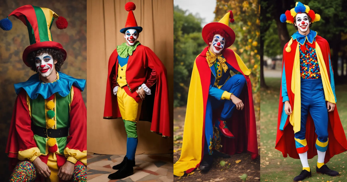 Lexica - Human male, court jester,, clown makeup, funny pose, full body ...
