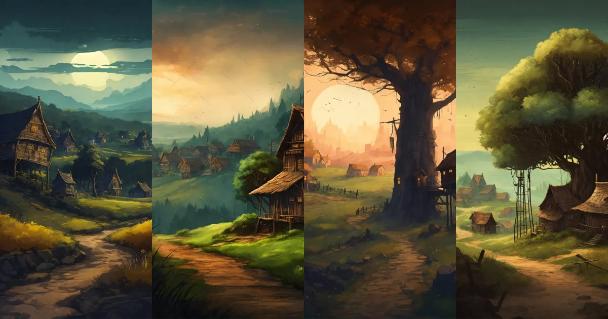 Lexica - Dark landscape with a village in the distance dark village ...