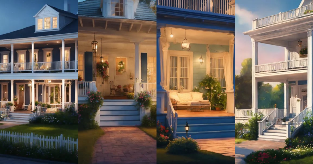 Lexica - Epic shot of a ultra detailed Veranda with white railings of a ...