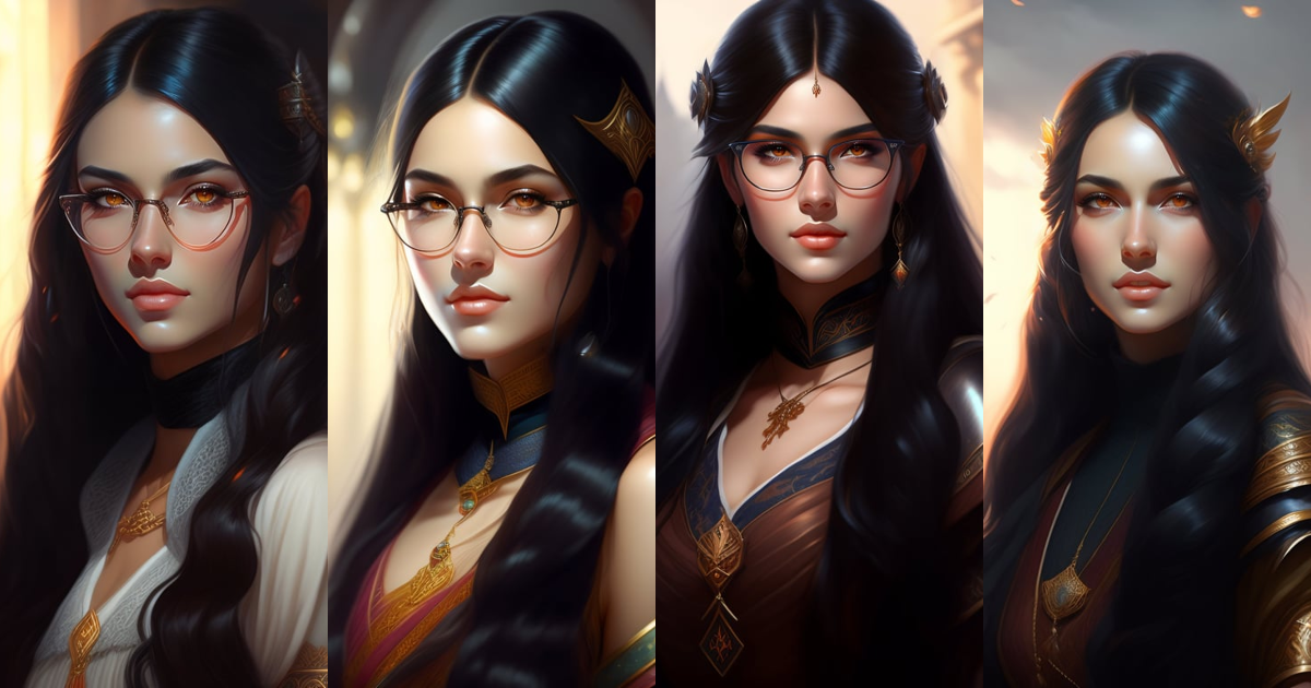 Lexica - Girl with long straight black hair, fantasy style, portrait ...