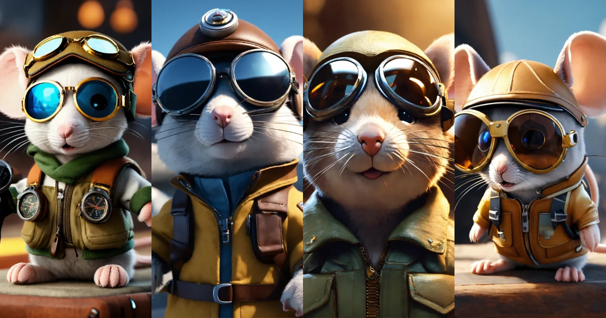 Lexica - A cute mouse pilot wearing aviator goggles, unreal engine ...