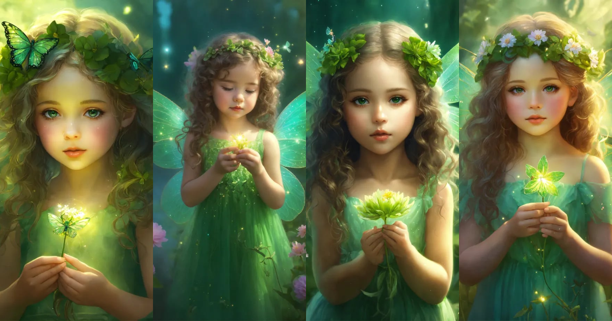 Lexica - Portrait and shot full body of a cute little green fairy Baby ...