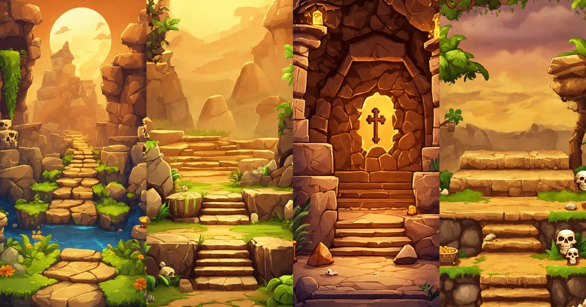 Lexica - Background 2d mobile platform game with different terrains ...