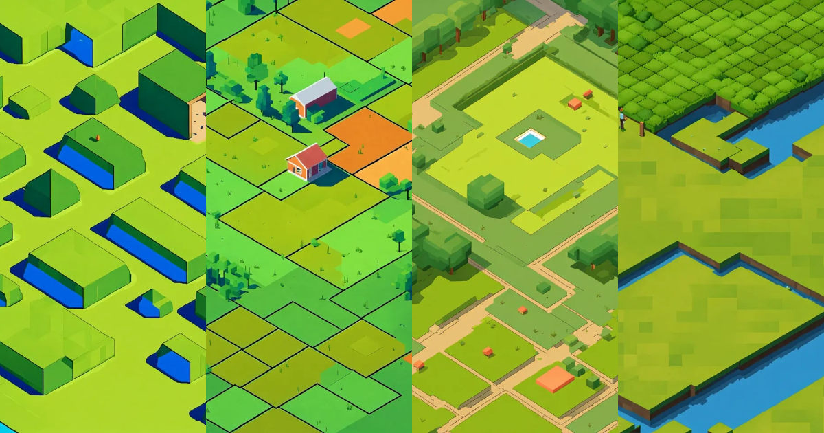 Lexica - Simple pixel 2d flat empty plain grassy landscape from above ...