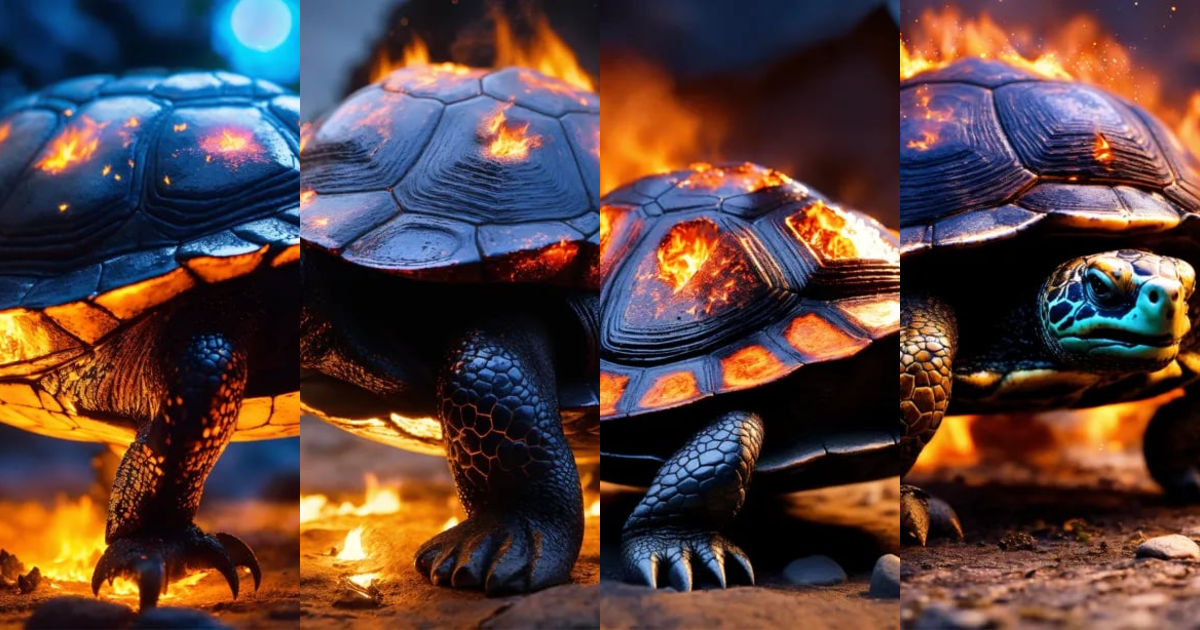 Lexica - Fire elemental turtle, a turtle made entirely of flames and ...