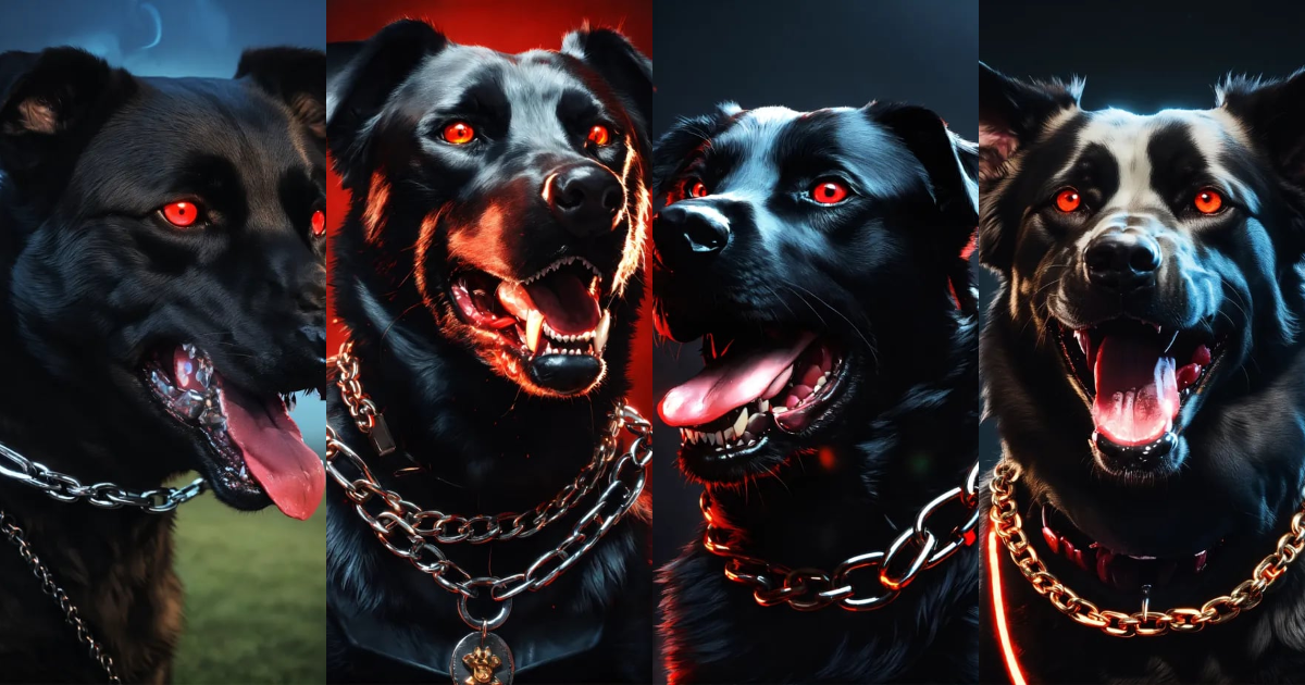 Lexica - Angry growling black dog foaming at the mouth, wearing a dog ...