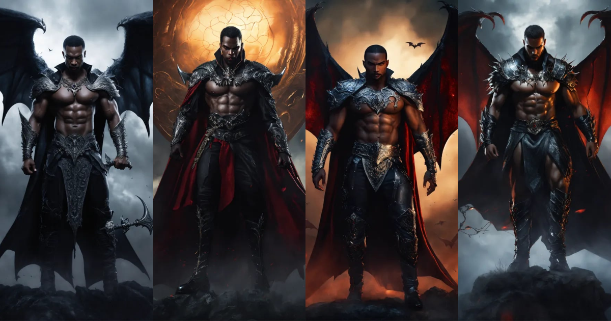 Lexica - Full body strong muscular evil black male vampire king ...