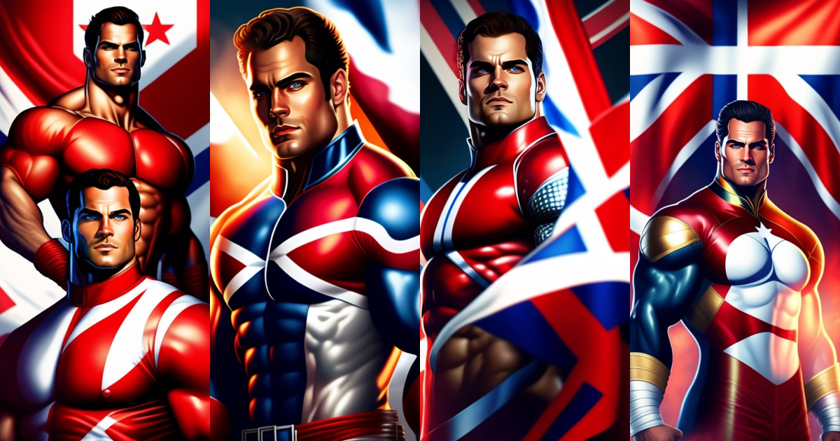 Lexica - Epic comic book cover, Henry Cavill as masculine handsome ...