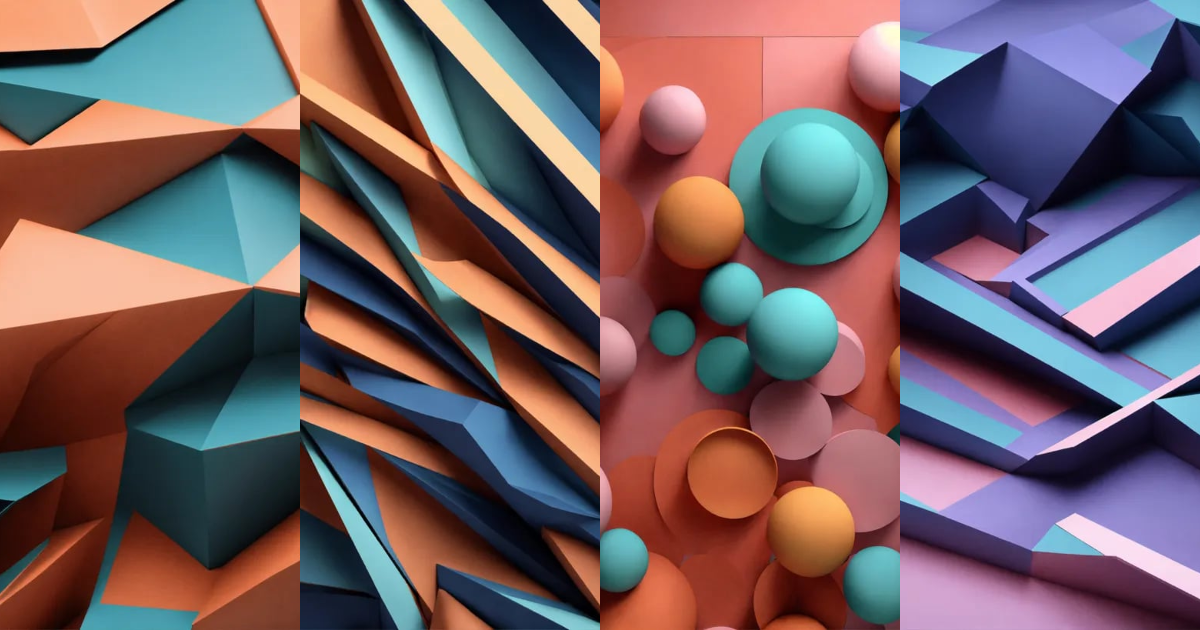 Lexica - Abstract 3D minimalist art, less colors, geometric patterns ...