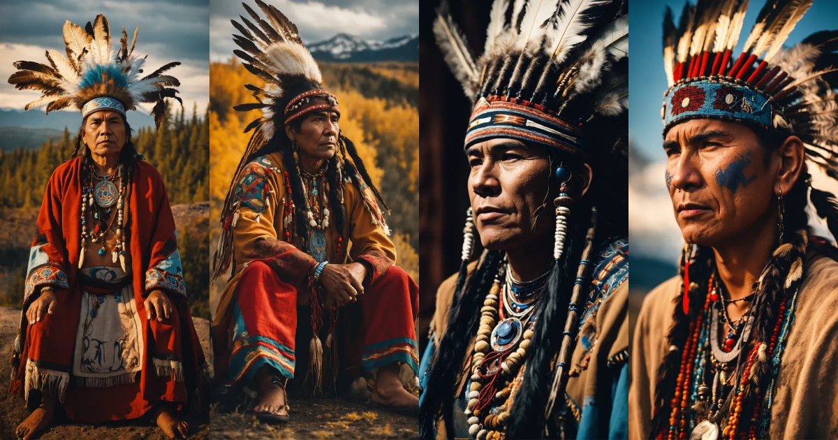 Lexica - Cinematic image of indigenous great shaman of North America