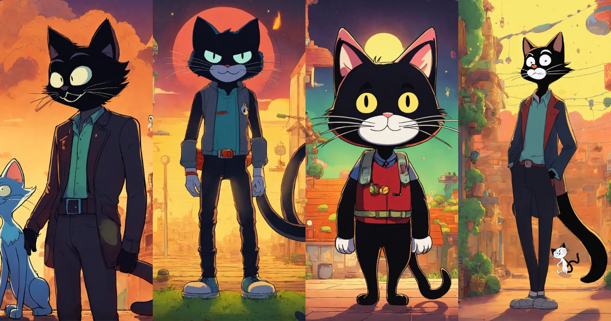 Lexica - A tall human like cat like the cartoon character felix the cat ...