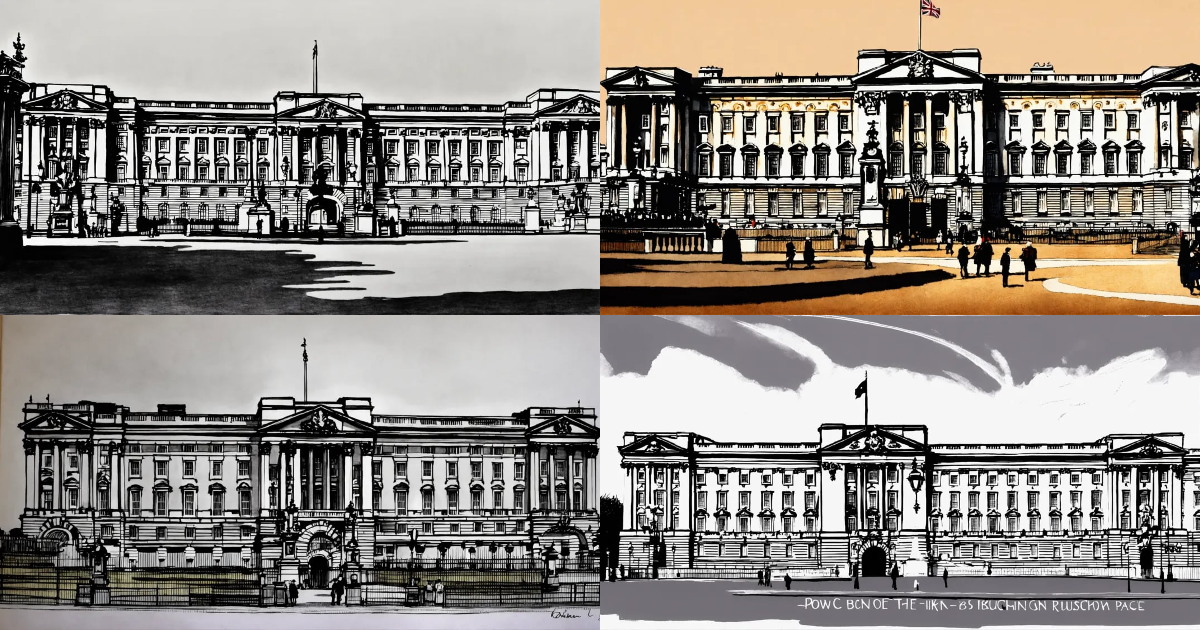 Lexica - Pen and ink drawing Buckingham Palace