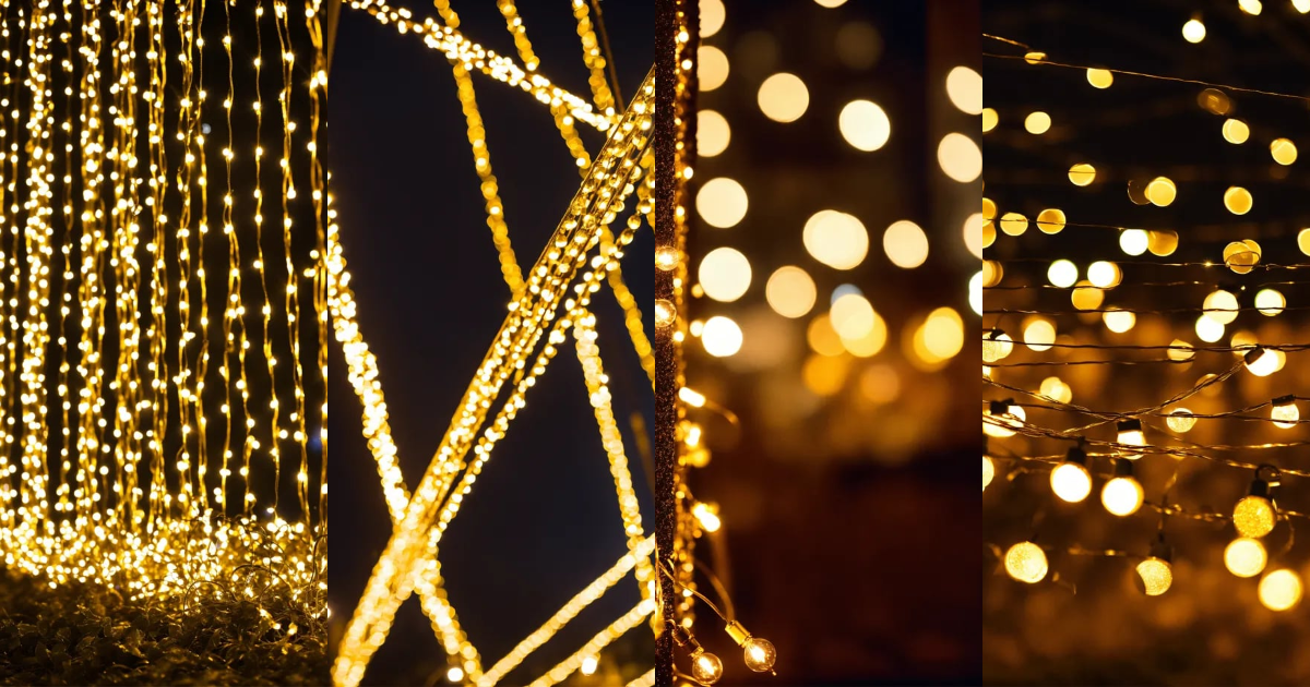 Lexica - Gold twinkling lights in a night celebration