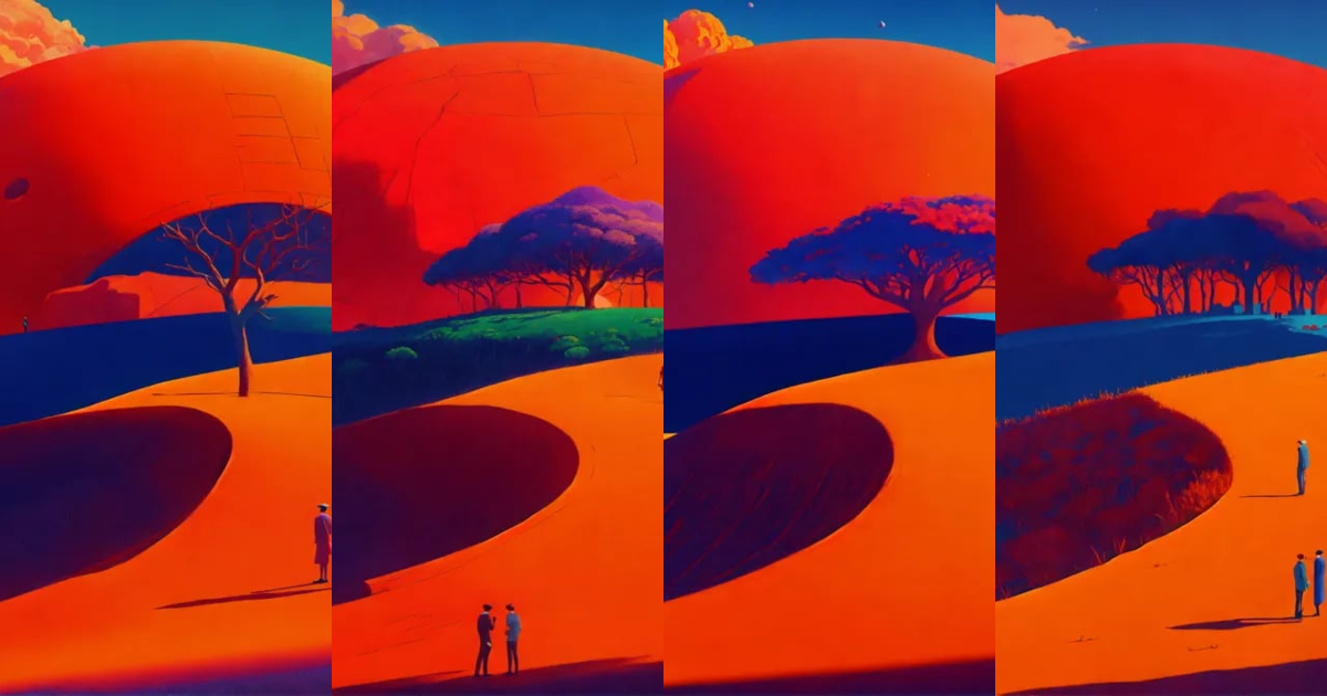 Lexica - A colorful vibrant landscape, red and orange are the ...