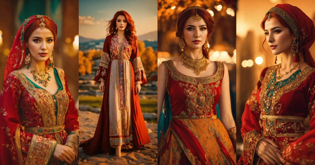 Lexica - Beautiful turkish woman, traditional dress, redhead, bosphor ...