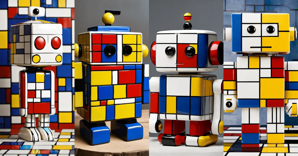Lexica - Robot Mondrian ceramic Pop
