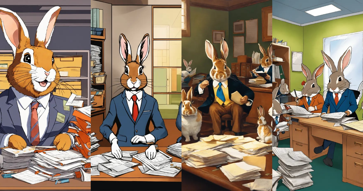 Lexica - Rabbits as Office Workers Picture a group of rabbits in ...