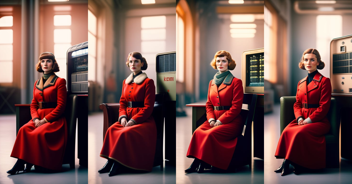 Lexica - A Soviet girl sitting in a chair in front of a soviet computer ...