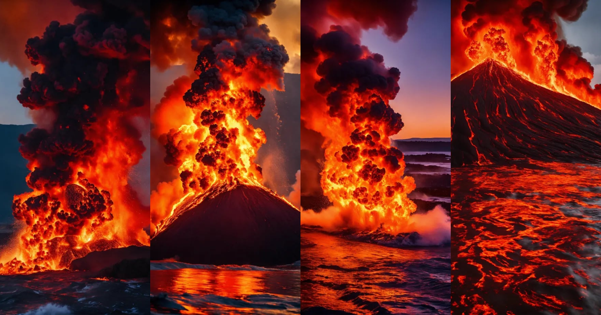 Lexica - Photo of a powerful eruption of fire resulting from water ...