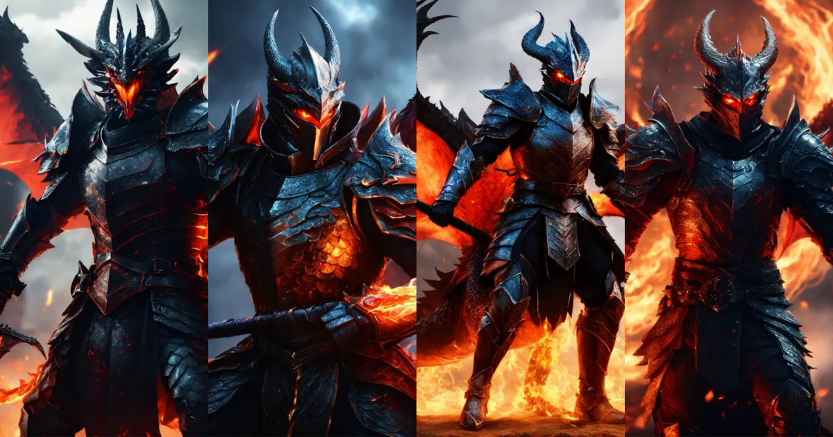 Lexica - Glowing red eyes knight with a black armor and 85% ...