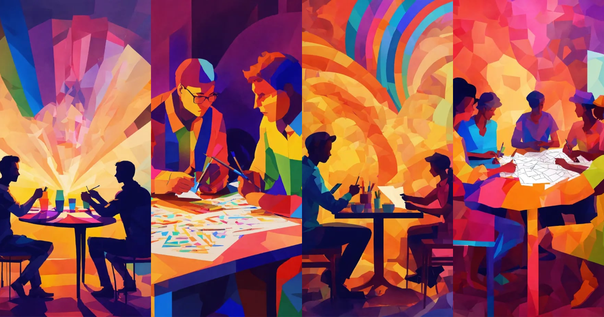 Lexica - A group of friends, sitting at a table, socializing ...