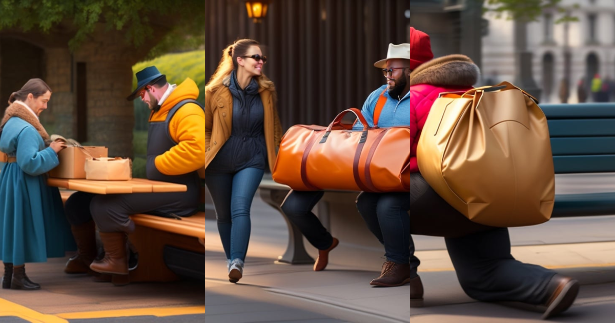 Lexica - People helping strangers carry heavy bags, leaving positive ...