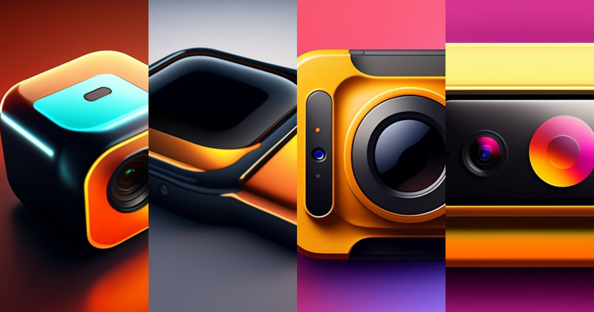 Lexica - Square Ios app icon design of a skeuomorphic camera
