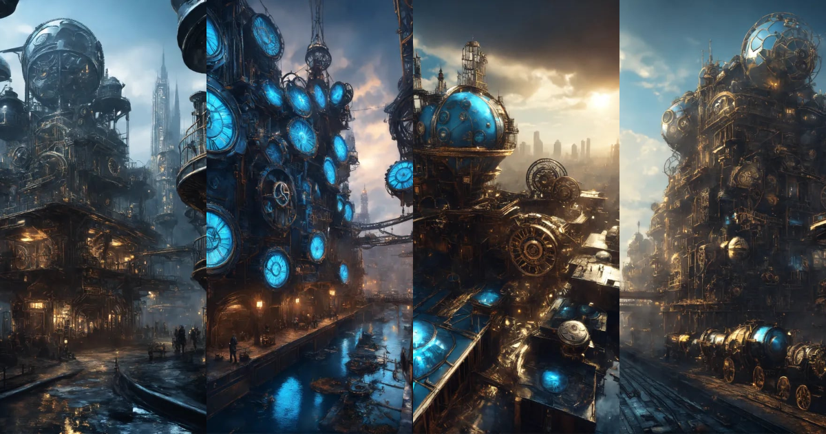 Lexica - A dark steampunk gears city that it's turning into metallic ...