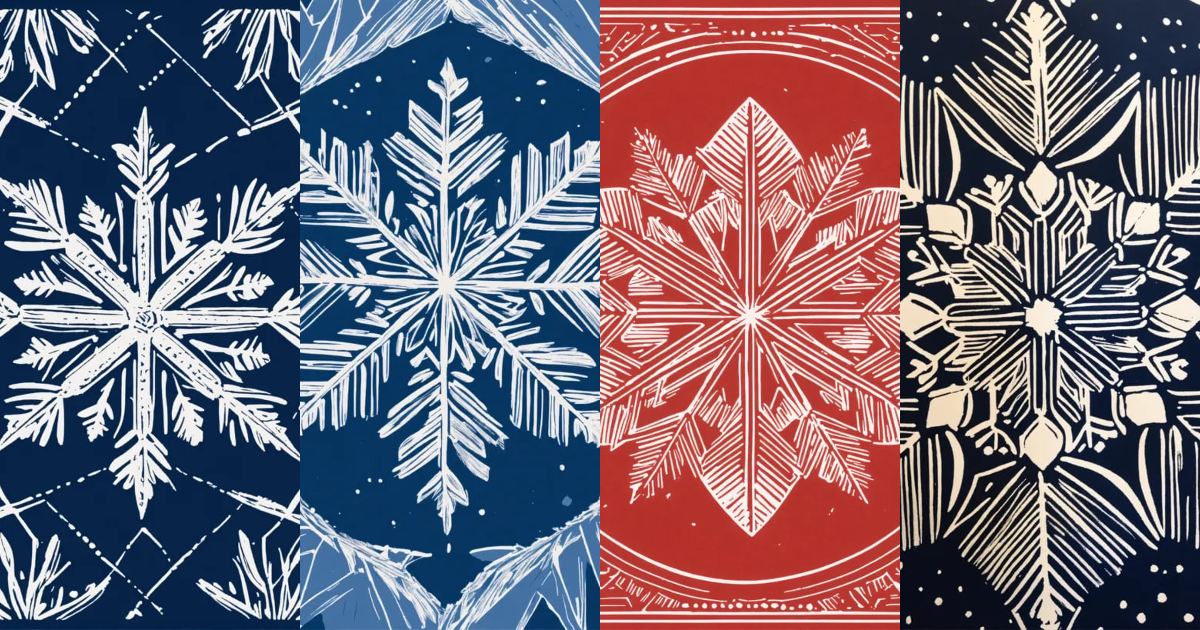 Lexica - Linocut design of a snowflake, simple, clean lines, close-up